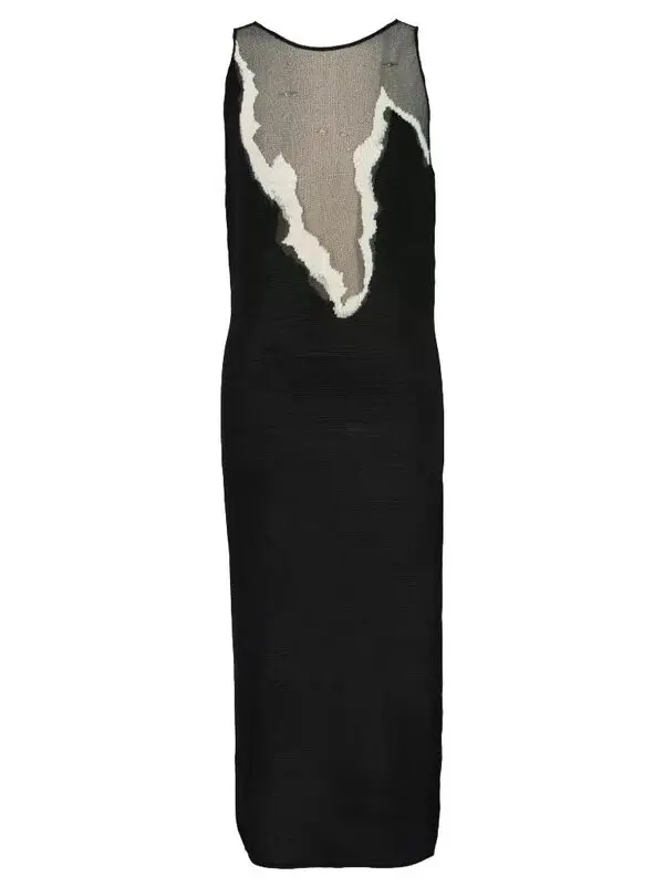 KRIZIA Sleeveless Midi Dress With Mesh Panels - Black