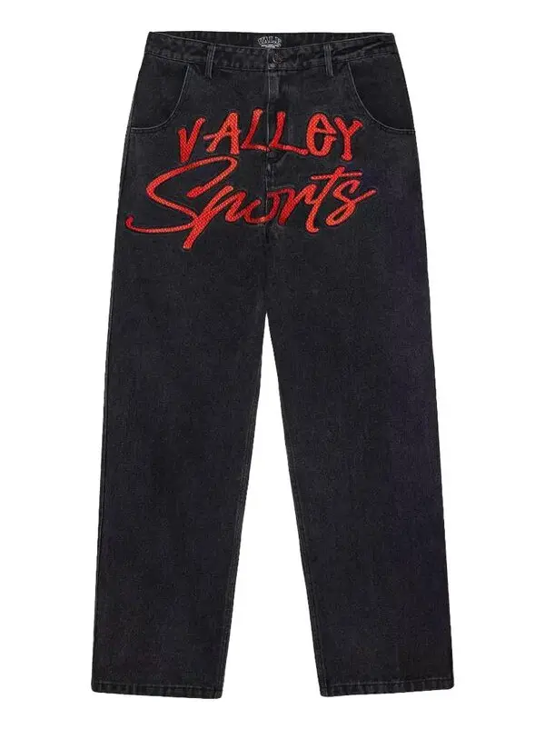 VALE FOREVER Symbol Embroidered Jeans - Black