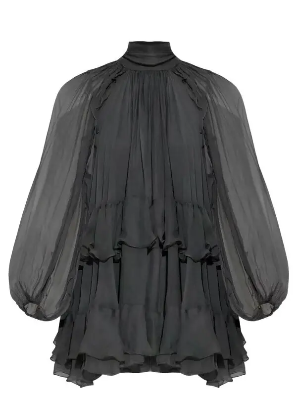 Chloé Ruffled Tiered Mini Dress - Grey