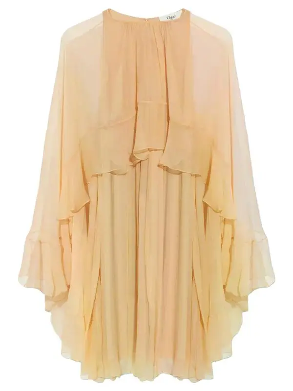 Chloé Ruffled Silk Mini Dress - Neutrals