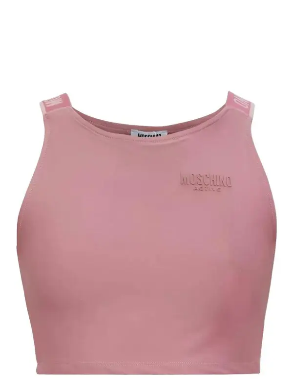 Moschino Cropped Logo Top - Pink