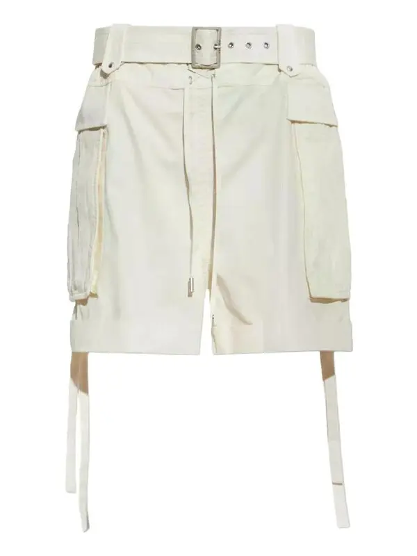 Alexander McQueen Cream Cotton Belted Cargo Shorts - Neutrals