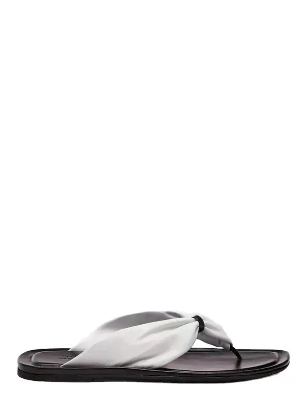 Loulou De Saison Nappa Leather Knot Detail Flat Sandals - White