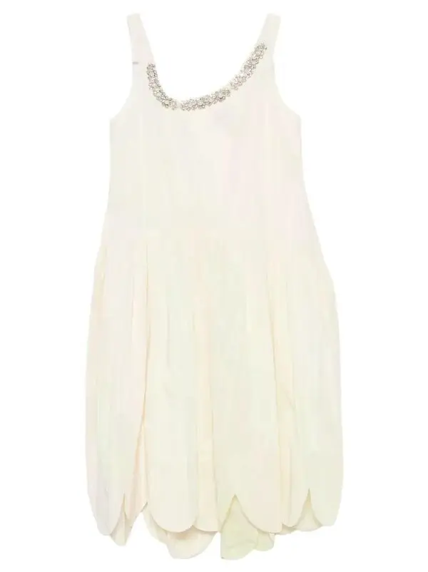 Simone Rocha Ivory Crystal Embellished Midi Dress - Neutrals