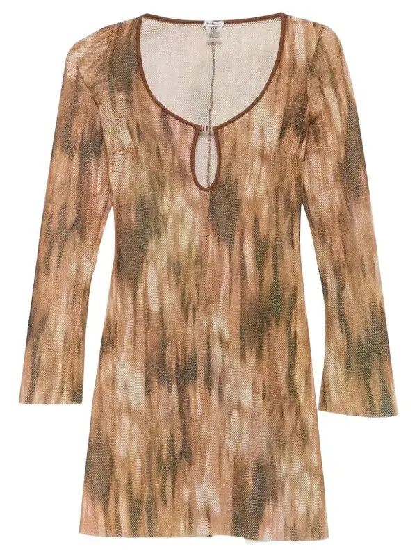 MATINEE Abstract Print Mesh Mini Dress - Brown