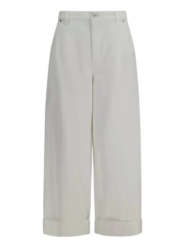 Brunello Cucinelli Wide-leg Turn-up Trousers - White