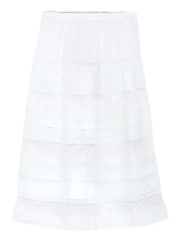 DÔEN Sidra Midi Skirt With Lace Details - White