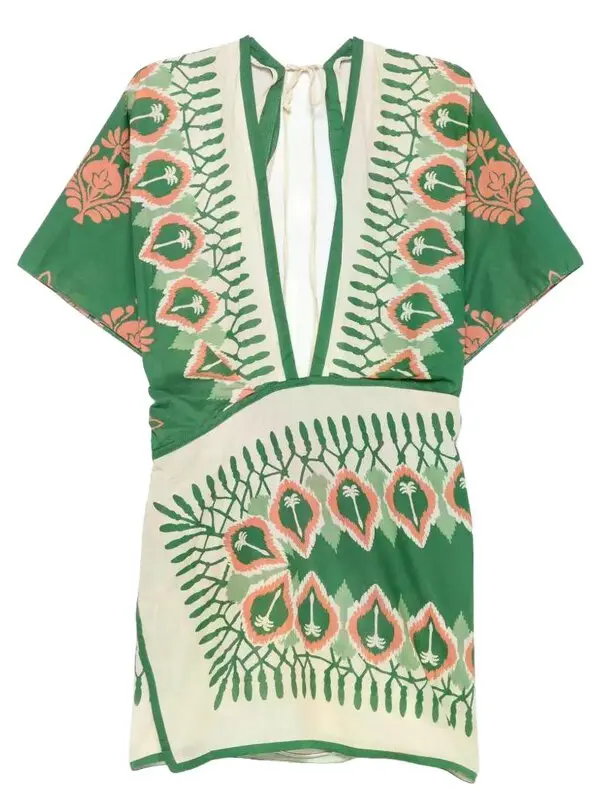 Johanna Ortiz Printed Open-back Mini Dress - Green