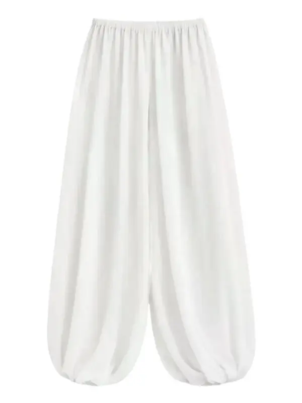 THE FRANKIE SHOP Sheer Gathered-hem Trousers - White