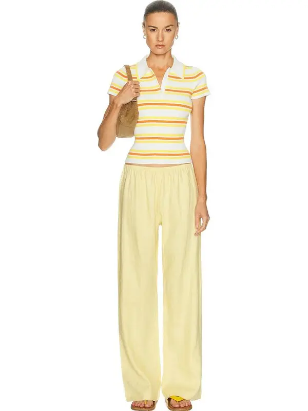 Simkhai Luka Polo Top - Mango Clementine Stripe