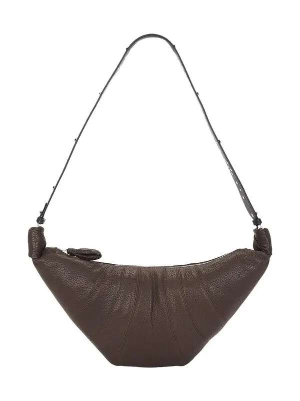 LEMAIRE Western Studs Medium Croissant Bag - Dark Chocolate
