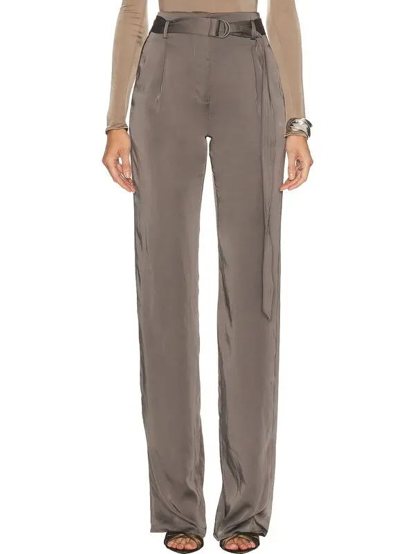 Lapointe Lightweight Satin Belted Pant - Steel