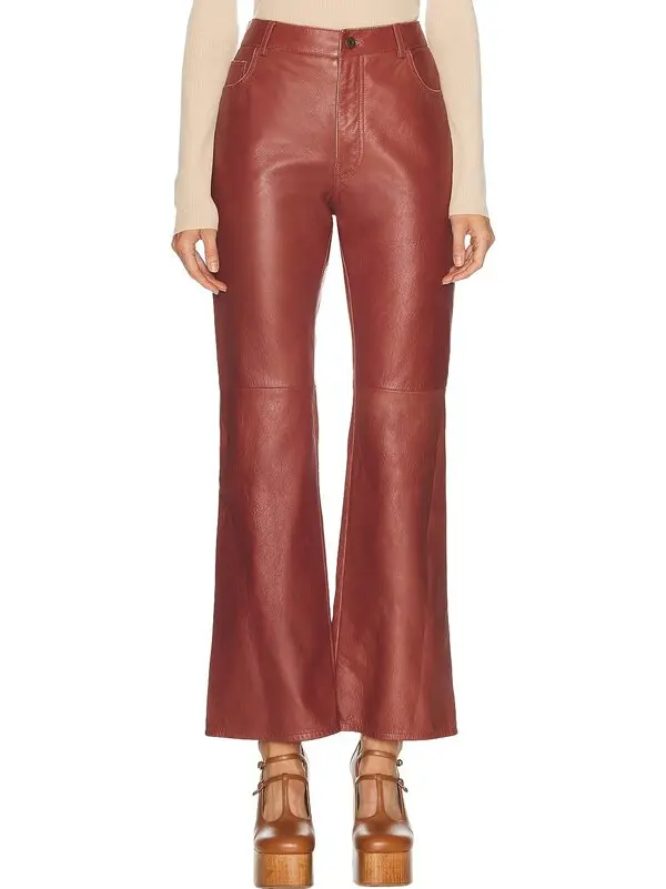 Chloé Slouch Lambskin Leather Pants Rust - Tawny Red