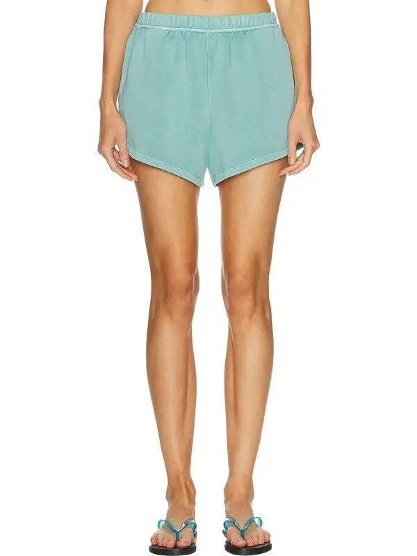 Beyond Yoga Mid Rise Short - Washed Teal Sea