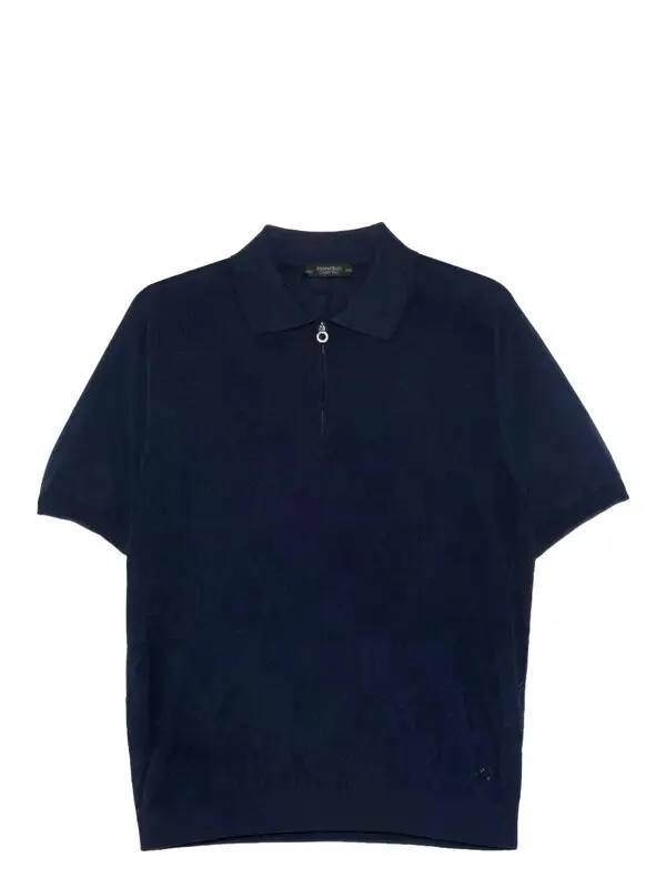 Stefano Ricci Patterned Zip-fastening Polo Shirt - Blue