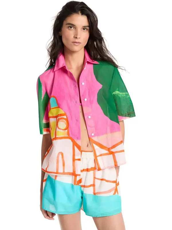 Michael Kors X Christina Zimpel Printed Cotton Lawn Shirt - White