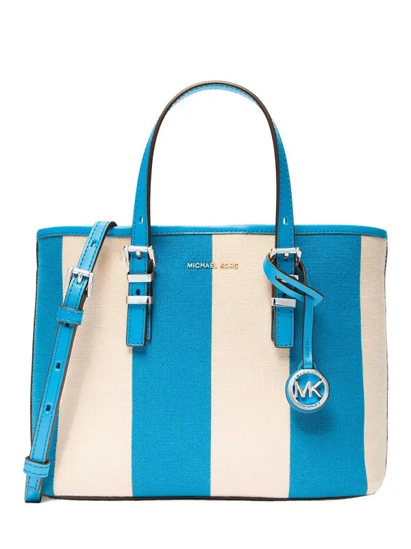 Michael Kors Quinn Small Striped Canvas Convertible Crossbody Bag - Blue