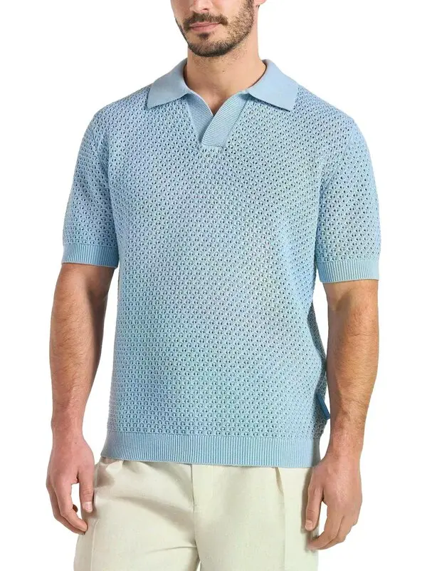 Manière De Voir Conrad Pointelle-knit Polo T-shirt - Blue