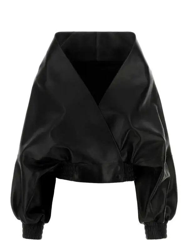 Balenciaga Off-the-shoulder Cropped Jacket - Black