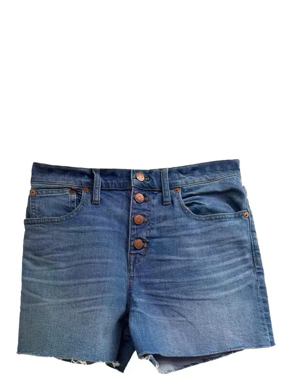 Madewell High Rise Raw Edge Denim Shorts - Blue