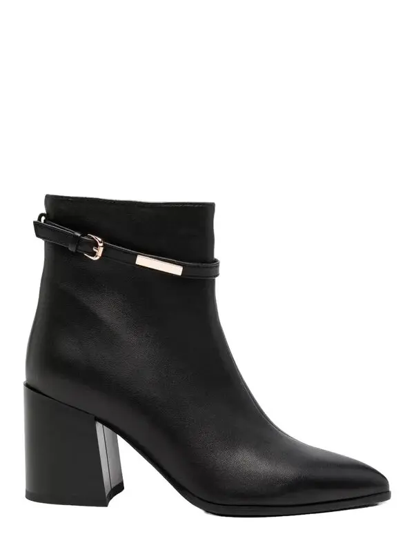 ADRIANNA FERETTI Buckled Pointed-toe Ankle Boots - Black