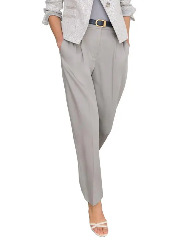 REISS Clay Petite Lyocell Tapered Pleated Trousers - Grey