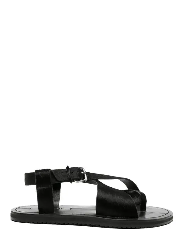 A.emery Ora Flat Sandals With Crossover Straps - Black