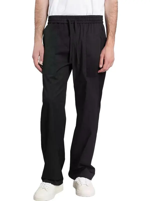 Alpha Studio Straight Leg Drawstring Waist Trousers - Black