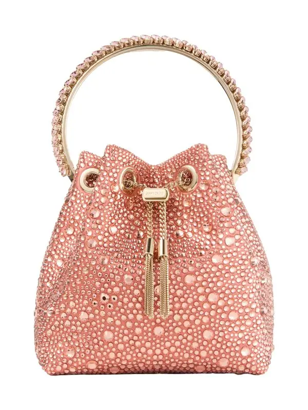JIMMY CHOO Bon Bon Embellished Drawstring Bag - Pink