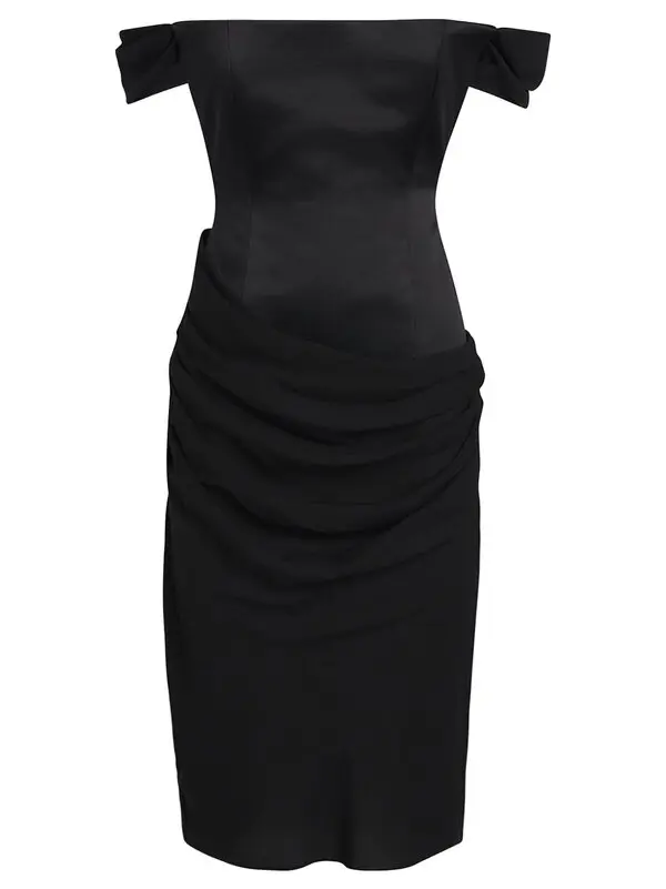 Alex Perry Off-the-shoulder Corset Midi Dress - Black