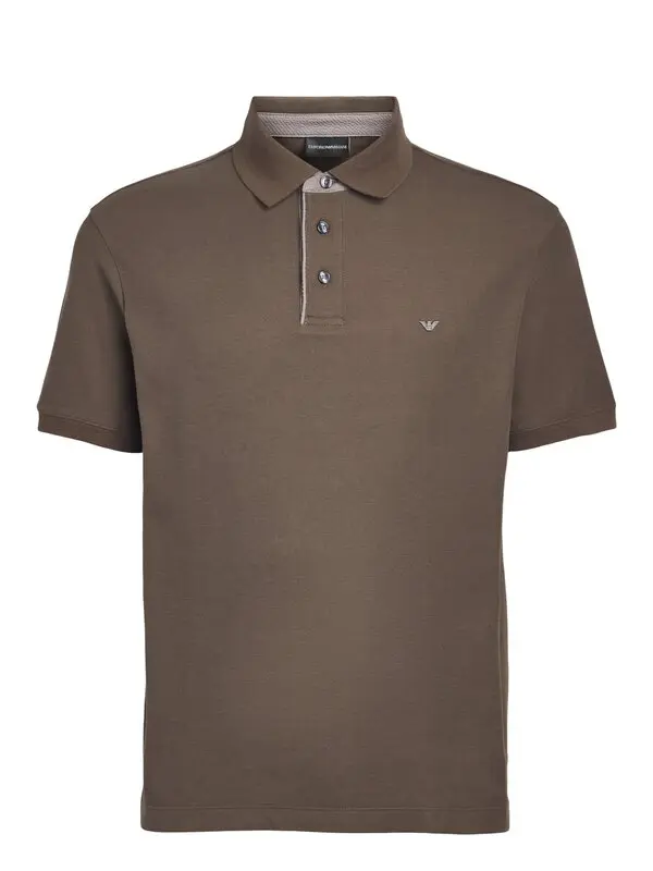 Emporio Armani Cotton Logo Polo Shirt - Brown