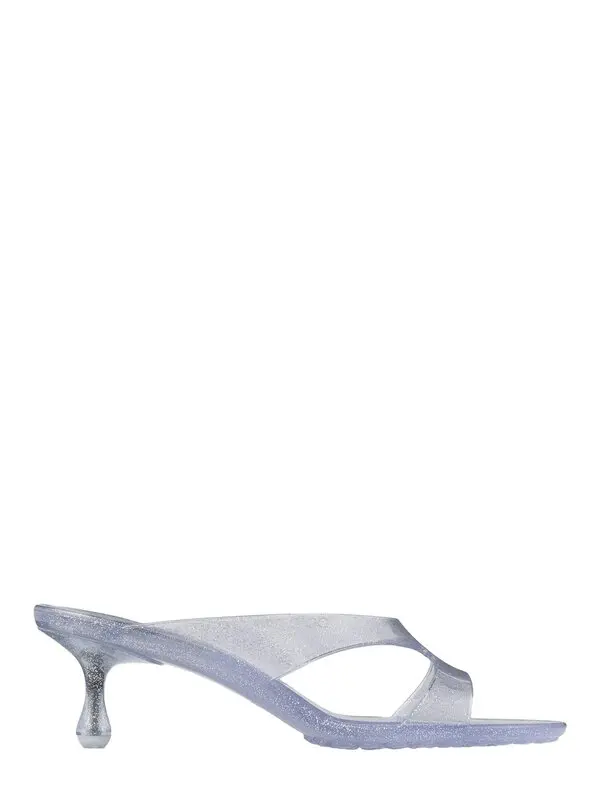 JIMMY CHOO Jelly Drop 50 Glitter Heeled Mules - Silver