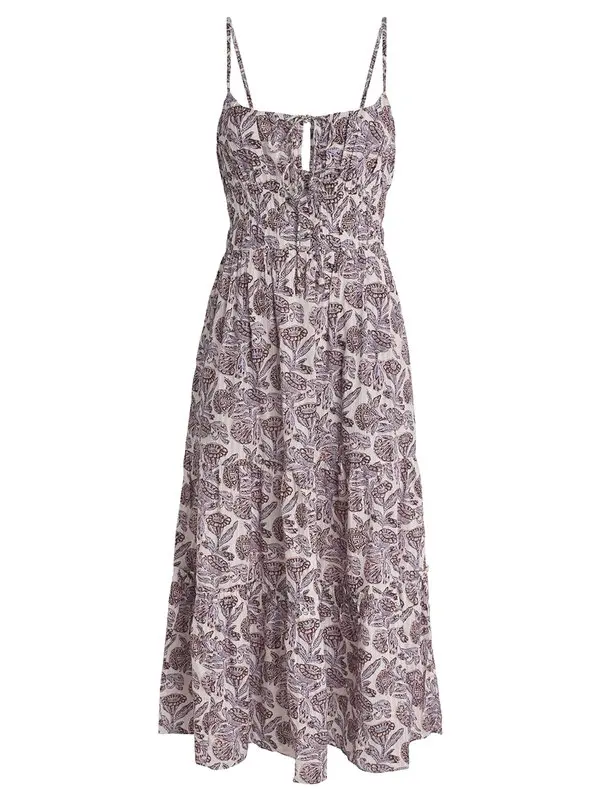 Ulla Johnson Cotton-blend Floral Aydin Midi Dress - Navy