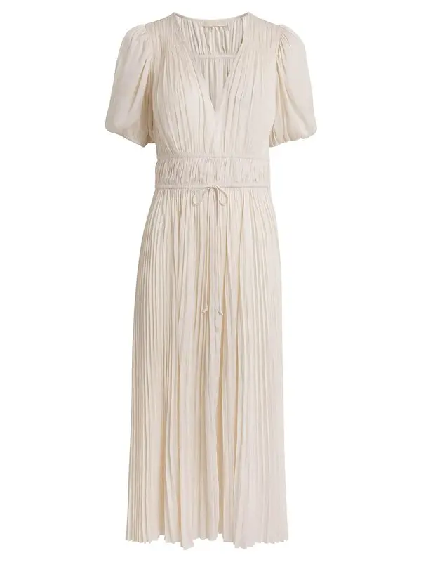 Ulla Johnson Satin Puff-sleeve Midi Dress - Ivory