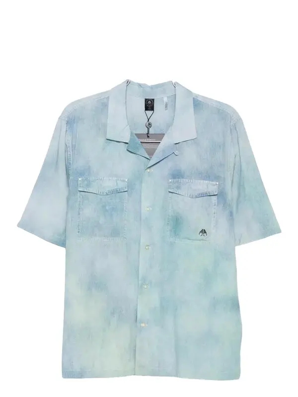 Moose Knuckles Denim-print Short-sleeve Shirt - Black