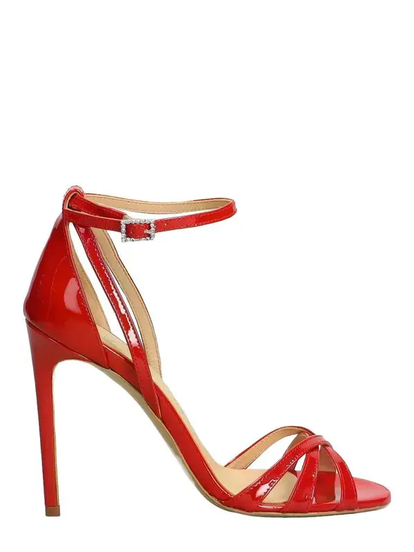 FRATELLI RUSSO Patent Leather Crossover Strap Stiletto Sandals - Red