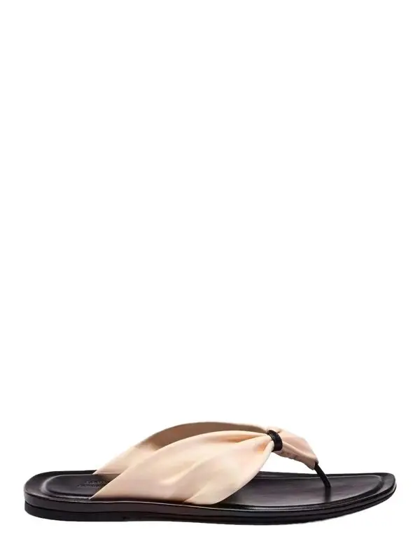Loulou De Saison Leather Knot Detail Flat Sandals - Neutrals