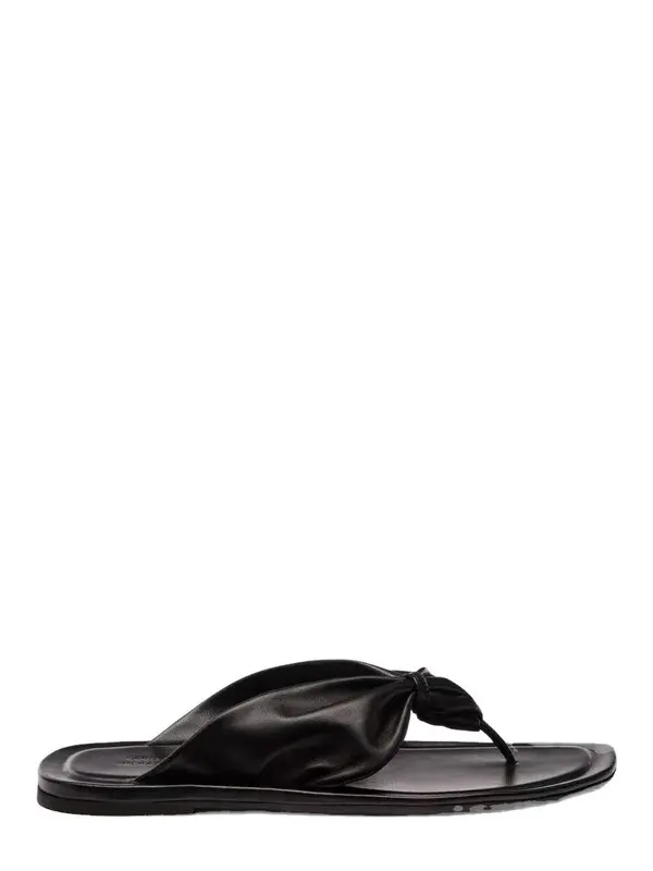 Loulou De Saison Leather Knot Detail Thong Sandals - Black