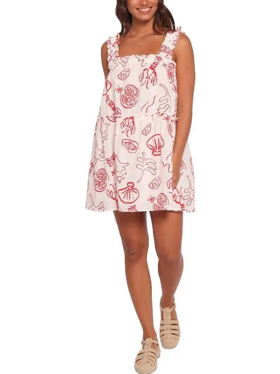 PETAL & PUP Elena Printed Cotton Sundress - Red Lobster