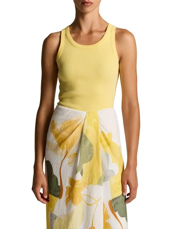 Vince Ribbed Scoop-neck Tank - Limone