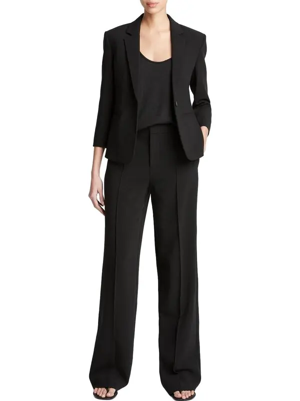 Vince Cropped Crepe Blazer - Black