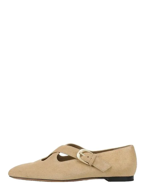 Vince Cici Suede Flat With Buckle Detail - Wheat