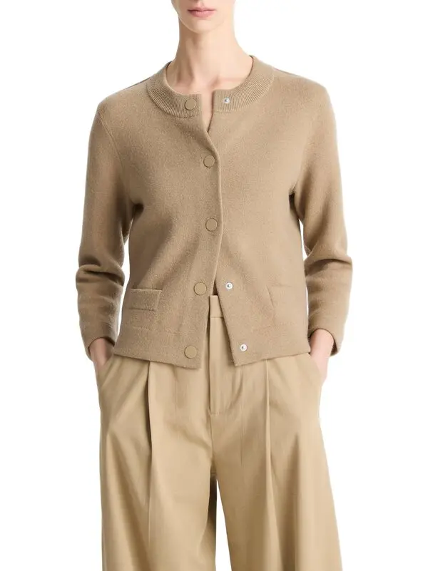 Vince Wool-blend Shrunken Snap Cardigan - Fawn
