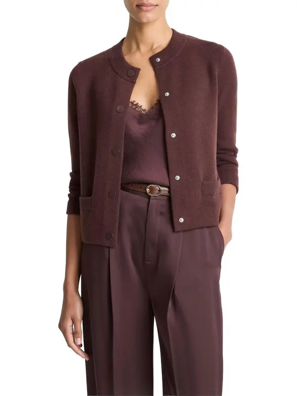 Vince Wool-blend Shrunken Snap Cardigan - Fig
