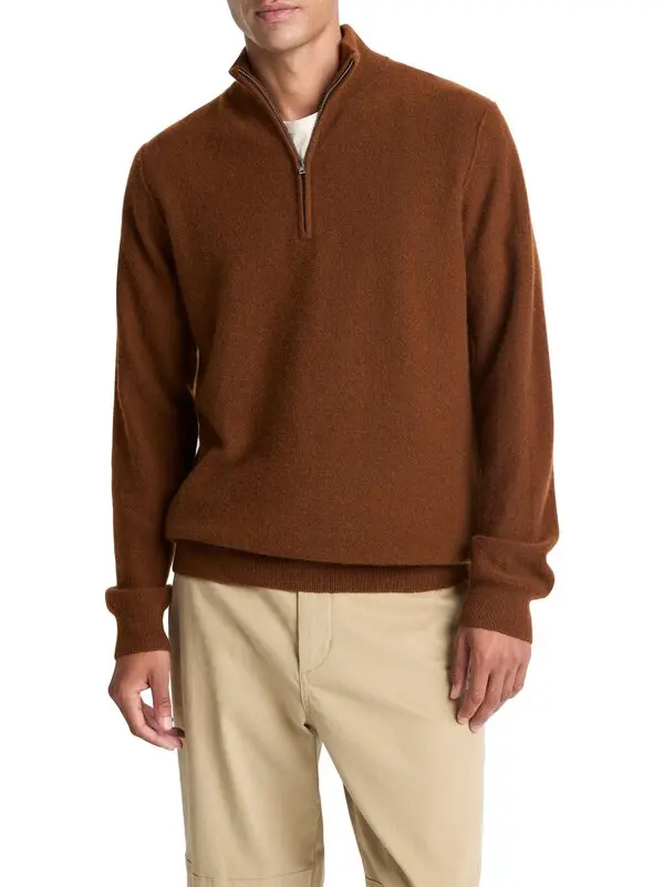 Vince Plush Cashmere Quarter-zip Sweater - Copperhead
