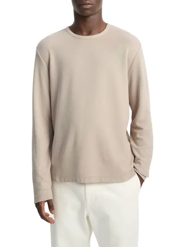 Vince Pima Cotton Piqué Long-sleeve T-shirt - Putty