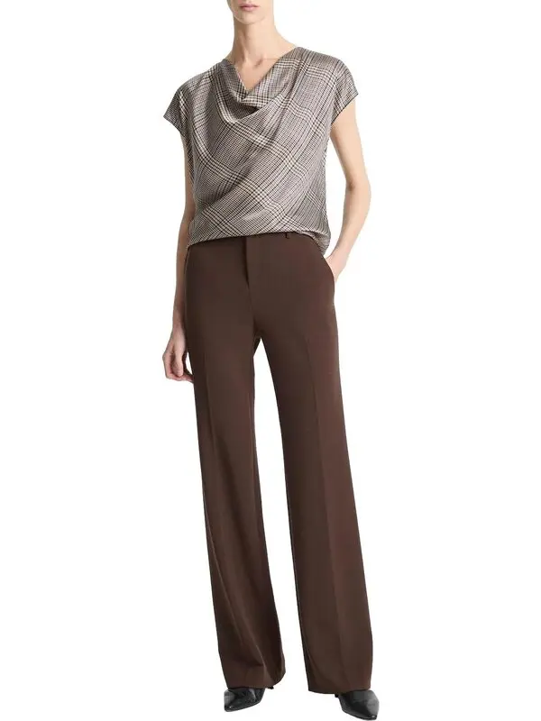 Vince Mid-rise Tailored Flare Pants - Deep Espresso
