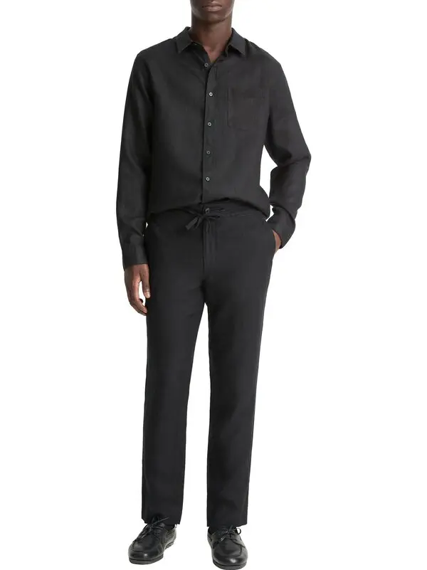Vince Lightweight Hemp Drawstring Trousers - Black