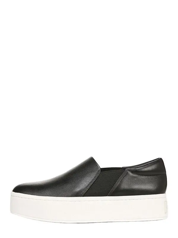 Vince Warren Leather Platform Slip-on Sneakers - Black
