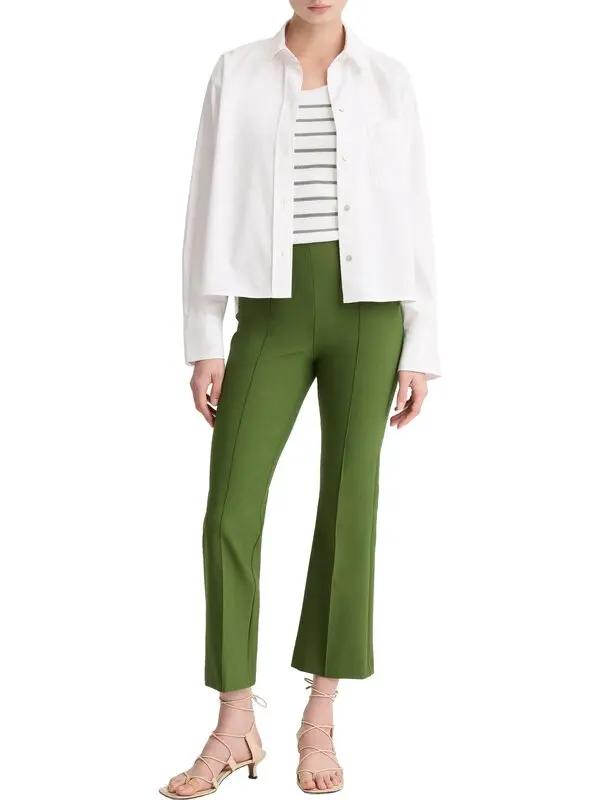 Vince Niki Mid-rise Pintuck Crop Flare Pant - Herb